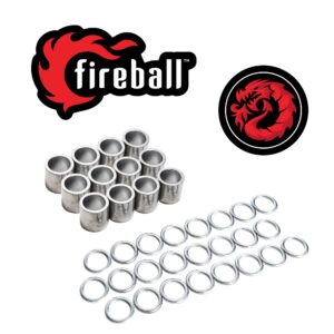 fireball dragon spacers and washers for skateboards and longboards (24 rings, 12 spacers) (silver)