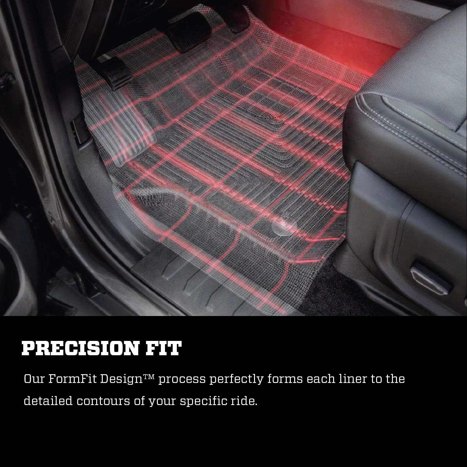 Husky Liners X-act Contour Floor Mats | Fits 2017 - 2024 Ford F-250, F-350, F-450 Super Duty Crew Cab with Factory Storage Box & Carpet | Front & 2nd Row, 3-pc Black - 53388