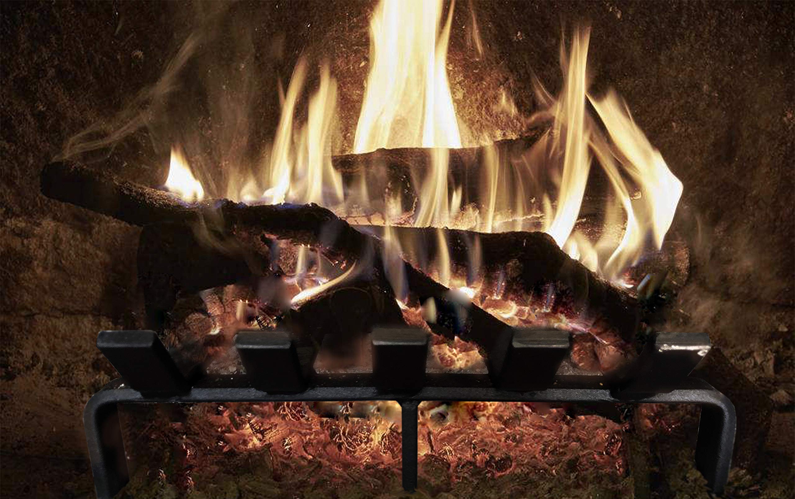 Hi-Flame Log Grate Heavy Duty Solid Steel Burning Fireplace Wood Stove Firewood Holder, 13 INCH, 13 x 10 x 4 Inch Matt Black