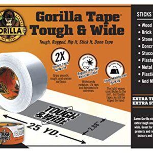 Gorilla Tough & Wide Duct Tape, 2.88" x 25 yd, White, (Pack of 4)