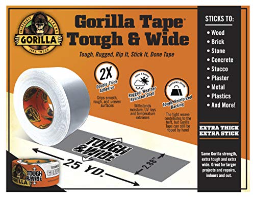 Gorilla Tough & Wide Duct Tape, 2.88" x 25 yd, White, (Pack of 4)