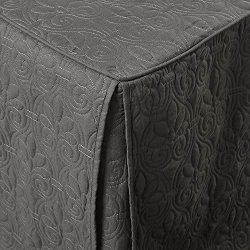 Madison Park Quebec Split Corner Quilted Bedspread Classic Traditional Design All Season, Lightweight, Bedding Set, Matching Shams, Queen(60" x80+24D), Damask Quilted Dark Grey 3 Piece