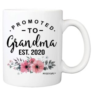 promoted to grandma 2020 coffee mug - 11oz cup new mommy to be gift mug for parents, mothers, inlaws, stepmom, grandmothers - pregnancy surprise announcement mug