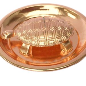 Feng Shui Copper Plate & Tortoise/ Turtle Lucky, Best Wishes, Vastu Living Positivity, Wealth, Good Health ,Good Luck & Longevity, for Home, Office Decor Gift Items. Set of 1