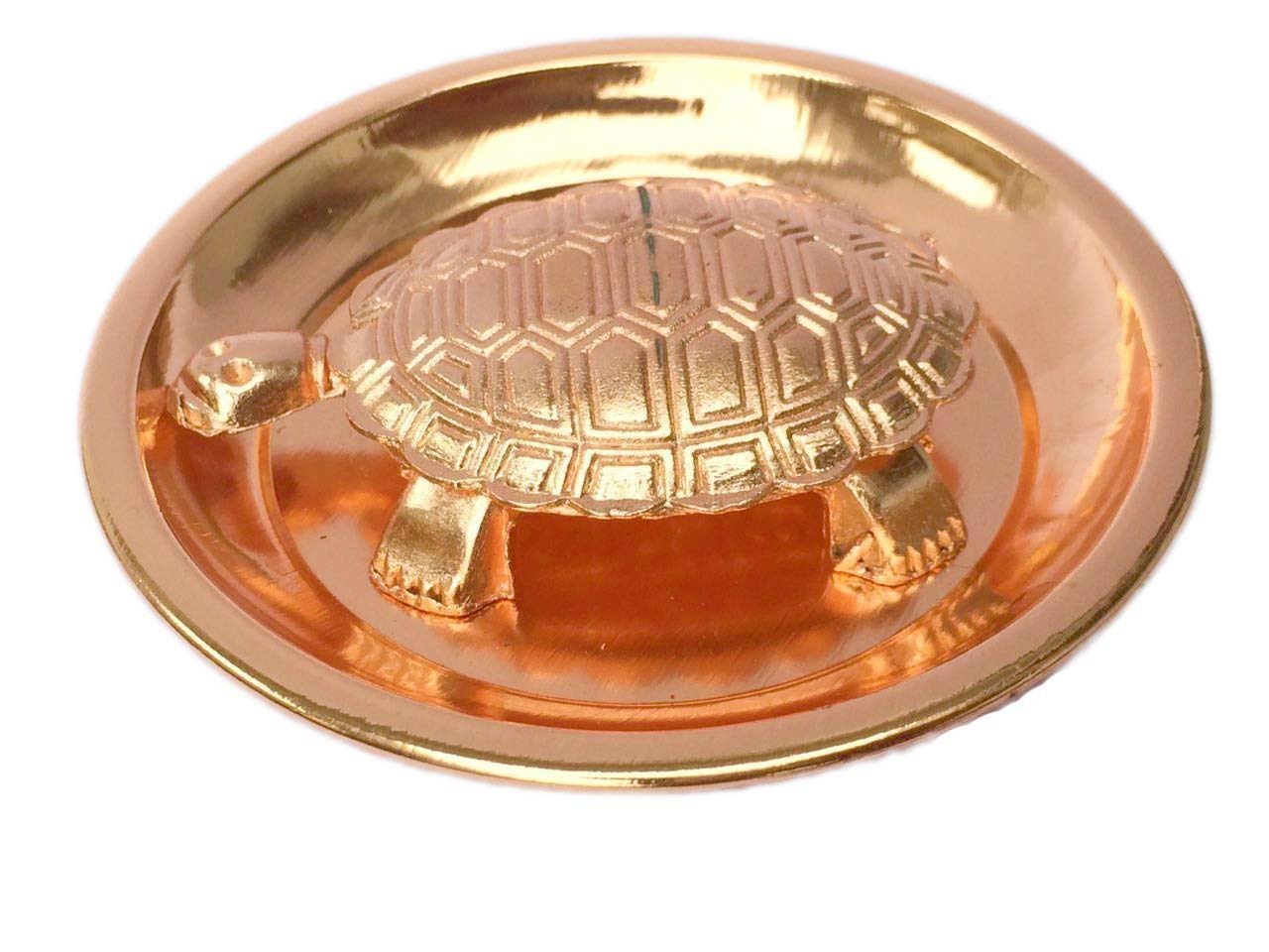 Feng Shui Copper Plate & Tortoise/ Turtle Lucky, Best Wishes, Vastu Living Positivity, Wealth, Good Health ,Good Luck & Longevity, for Home, Office Decor Gift Items. Set of 1