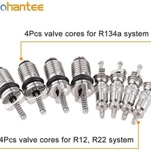 gohantee 17Pcs Air Conditioning Valve Core Kit Schrader Valve Cores Accessories A/C R12 R134a Refrigeration Valve Stem Core Rmover Tool HVAC System Seal Caps Kit