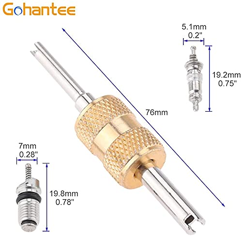 gohantee 17Pcs Air Conditioning Valve Core Kit Schrader Valve Cores Accessories A/C R12 R134a Refrigeration Valve Stem Core Rmover Tool HVAC System Seal Caps Kit