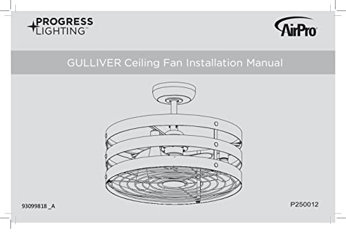 Progress Lighting P250012-141-22 Gulliver Ceiling Fans, 18-1/8" x 23-1/2", Gray