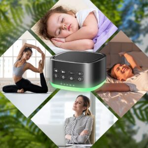 Magicteam White Noise Machine 10 Colors Lights and 25 Soothing Sounds Sleep Sound Machine with 5 Timers with Memory Feature Portable Sound Machine for Baby Adults. (Black)