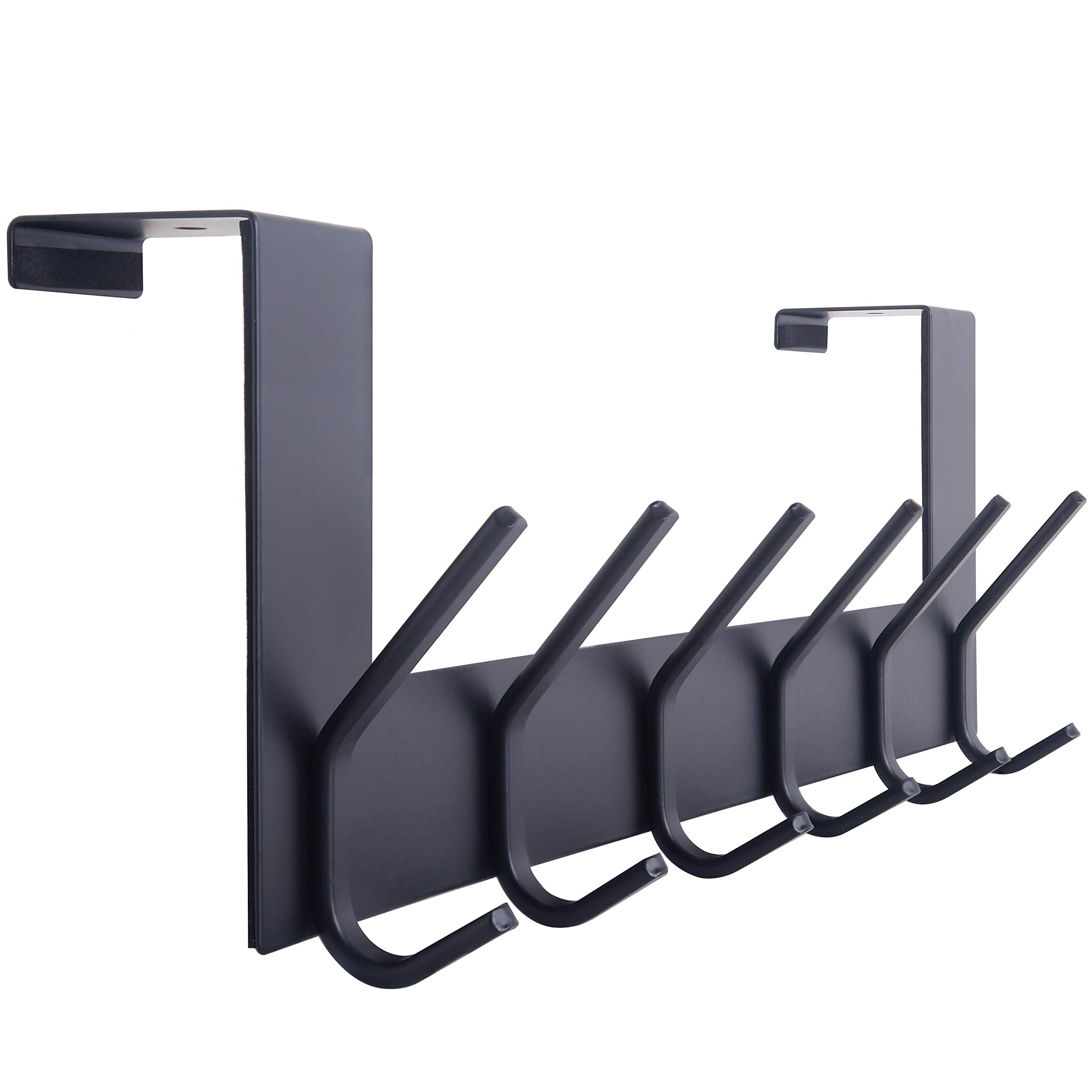 WEBI Over The Door Hooks Door Hanger,Over The Door Towel Rack with 6 Coat Hooks for Hanging,Door Coat Hanger Towel Hanger Over Door Coat Rack,Black