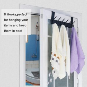 WEBI Over The Door Hooks Door Hanger,Over The Door Towel Rack with 6 Coat Hooks for Hanging,Door Coat Hanger Towel Hanger Over Door Coat Rack,Black