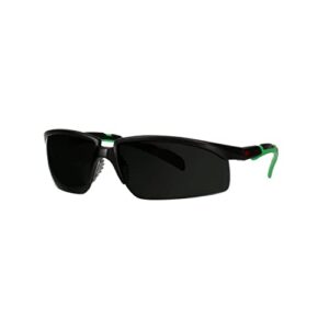 3M Safety Glasses, Solus 2000 Series, Anti-Scratch, IR Shade 5.0 Gray Lens, Black/Green Temples