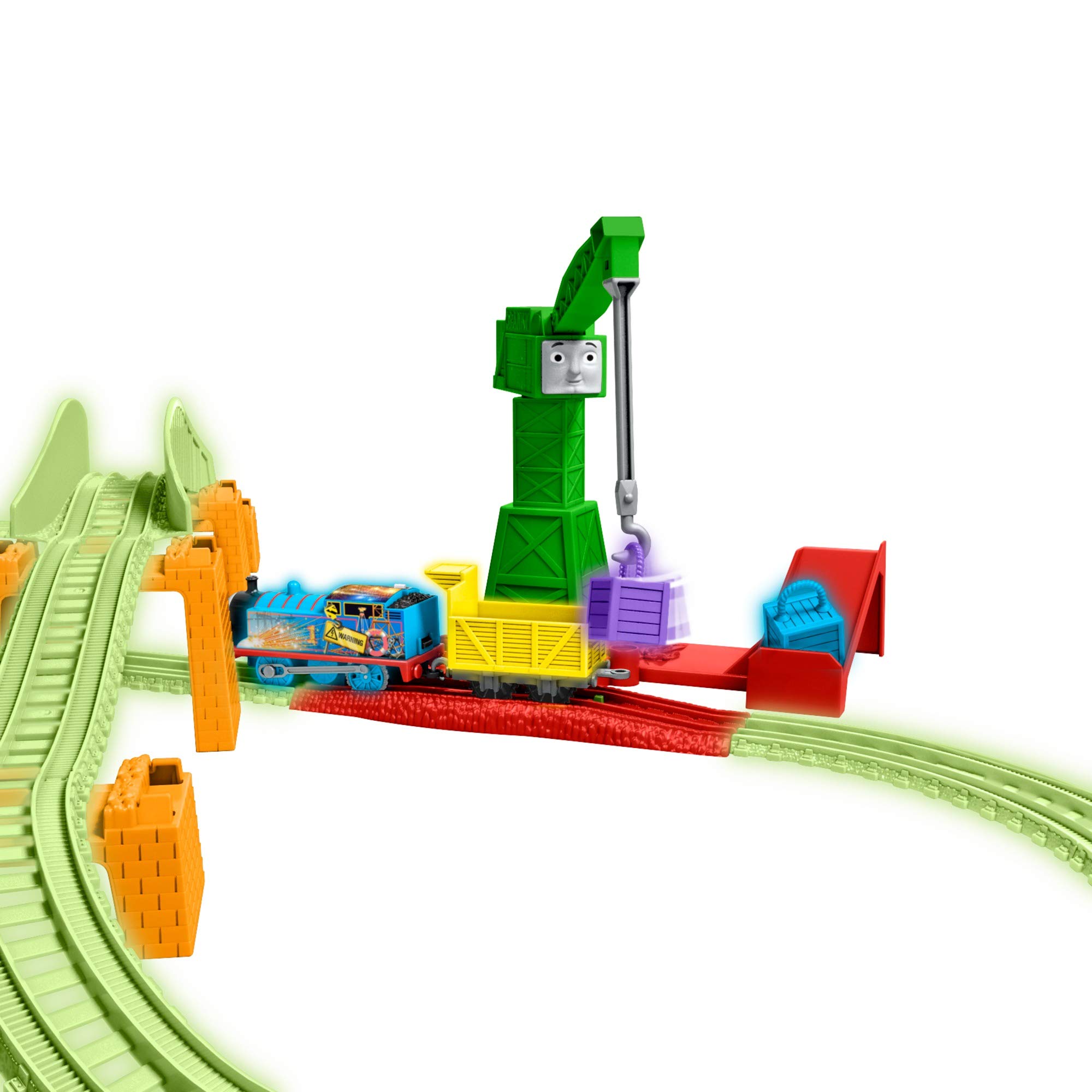 Thomas & Friends Trackmaster Hyper Glow Night Delivery Track Set with Hyper Glow Thomas Motorized Train Engine