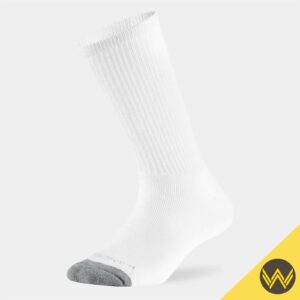 WANDER Men's Cushion Crew Socks 6-Pack Running Socks Men Cotton Athletic Sport Work Shoes White 12-15