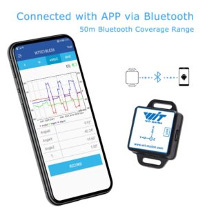 [Bluetooth 5.0 Accelerometer+Inclinometer] WT901BLECL MPU9250 High-Precision 9-axis Gyroscope+Angle(XY 0.2° Accuracy)+Magnetometer Compass with Kalman Filter, Low-Power 3-axis AHRS IMU Tilt Sensor