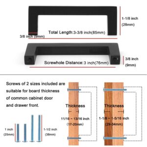 KOOFIZO Solid Square Bar Cabinet Handle - Oil Rubbed Bronze Furniture Pull, 3 Inch/76mm Screwhole Distance, 10-Pack for Kitchen Cupboard Door, Bedroom Dresser Drawer, Bathroom Wardrobe Hardware