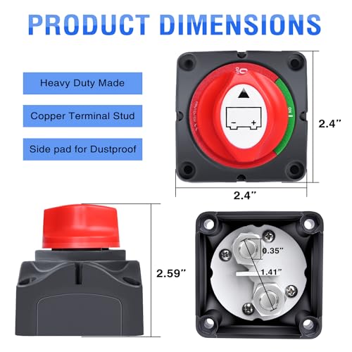 Nilight - 90015A Battery Switch 12-48V Waterproof Heavy Duty Battery Power Cut Master Switch Disconnect Isolator for Car Vehicle RV and Marine Boat (On/Off),2 Years Warranty