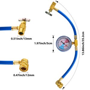 3 Pieces BPV31 Bullet Piercing Tap Valve Kits U-Charging Hose Refrigerant Can Tap with Gauge R134a Can to R12/R22 Port 1/2 Replace for AP4502525 BPV31D GPV14 GPV31 GPV38 GPV56 MPV31