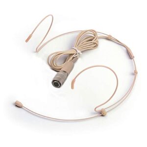 sujeetec microphone headset headworn earset over ear hanging mic compatible with audio technica wireless system & bodypack transmitter, ideal for lectures, live performance, theater, podcasts-beige