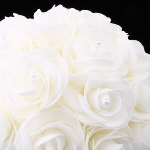 FRECI Artificial Flowers Bouquet Fake Flowers Bridal Wedding Bouquet for Home Garden Party Wedding Decoration - White