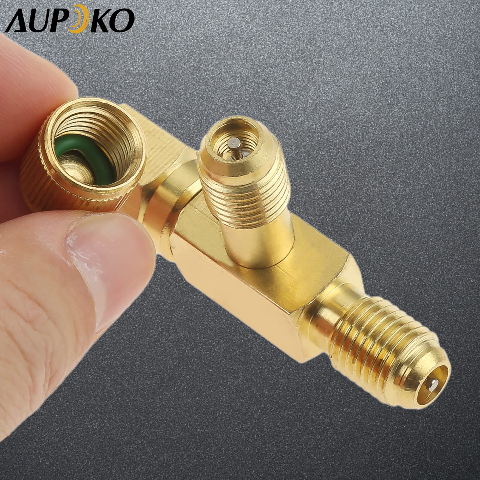 Aupoko Quick Coupler Access Tee, 1/4'' Valves Core Tee Adapter with Swivel Connector, Fits for Gauge Deep Vacuum Pump Manifold