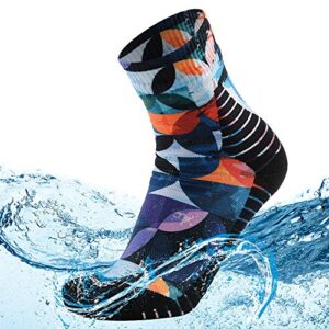 meikan waterproof hiking socks for men women, wading outdoor seamless ankle cool pro mountain socks 1 pair (multicolor, medium)