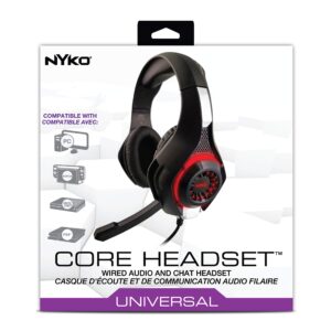 Nyko Core Universal Stereo Gaming Headset w/Retractable Microphone, Red LEDs & Soft Ear Cushions - Perfect for PS5, PS4, Xbox, PC & Nintendo Switch Gaming!