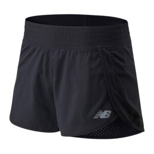 new balance women's core 3 inch stretch short, black, large