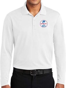 ford mustang shelby blue and red long sleeve polo, white large