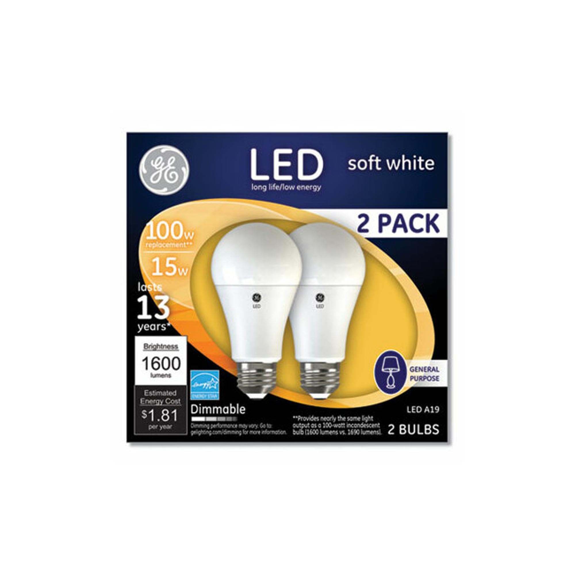 GE Lighting 65941 15W E26 A21 Soft White LED Dimmable Light Bulb44; Pack of 22