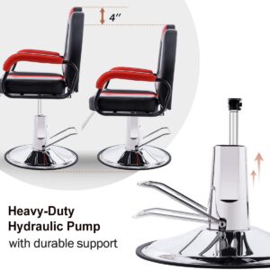 Merax Hydraulic Recliner Barber Chair for Hair Salon with 20% Extra Wider Seat & Heavy Duty Hydraulic Pump, 2021 Upgraded Salon Beauty Equipment (Black & Red).