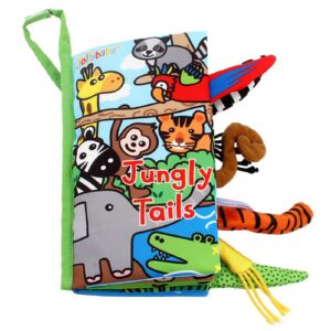 zocita baby soft animal tails activity cloth book with crinkle fabric, jungly tails