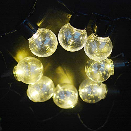 Dual Powered - Solar + USB Plug in - Solar Powered String Lights with Hanging Sockets, 20 Big Edison Bulbs Weatherproof Solar Decoration Lights for Patios, Parties (Dual Powered, WarmWhite-1pcs)