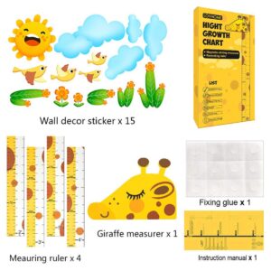 Baby Height Growth Chart Ruler for Kids Room Decor,3D Movable Giraffe Height Ruler Nursery Animal Wall Decals