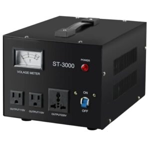 yaeccc st-3000 voltage transformer converter regulator with voltage meter - step up/down - 110v/220v - circuit breaker protection