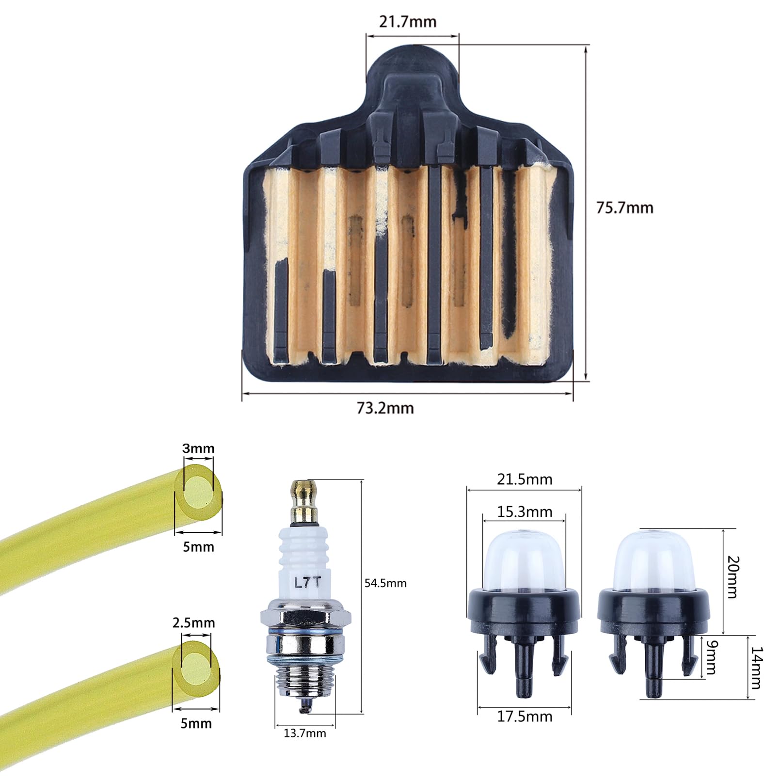 Adefol Air Filter Kit for Poulan PP5020AV 575296301 Chainsaw Replacement Parts with Fuel Filter, Primer Bulb, Spark Plug, Fuel Line Accessories