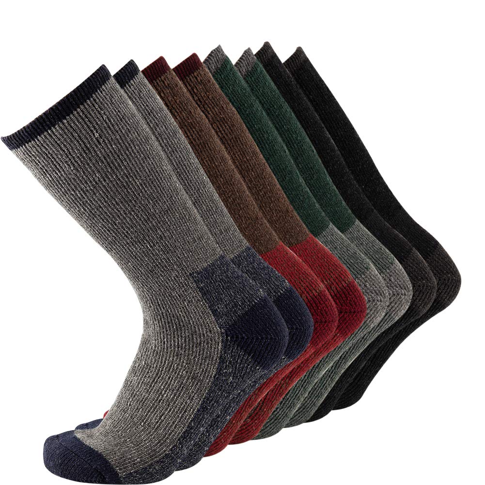 KAVANYISO Men's Merino Wool Hiking Socks Breathable Athletic Crew Thicken (4Pairs ASS 10-13)