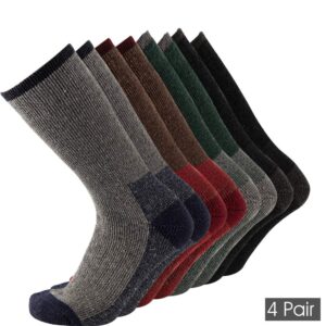 KAVANYISO Men's Merino Wool Hiking Socks Breathable Athletic Crew Thicken (4Pairs ASS 10-13)