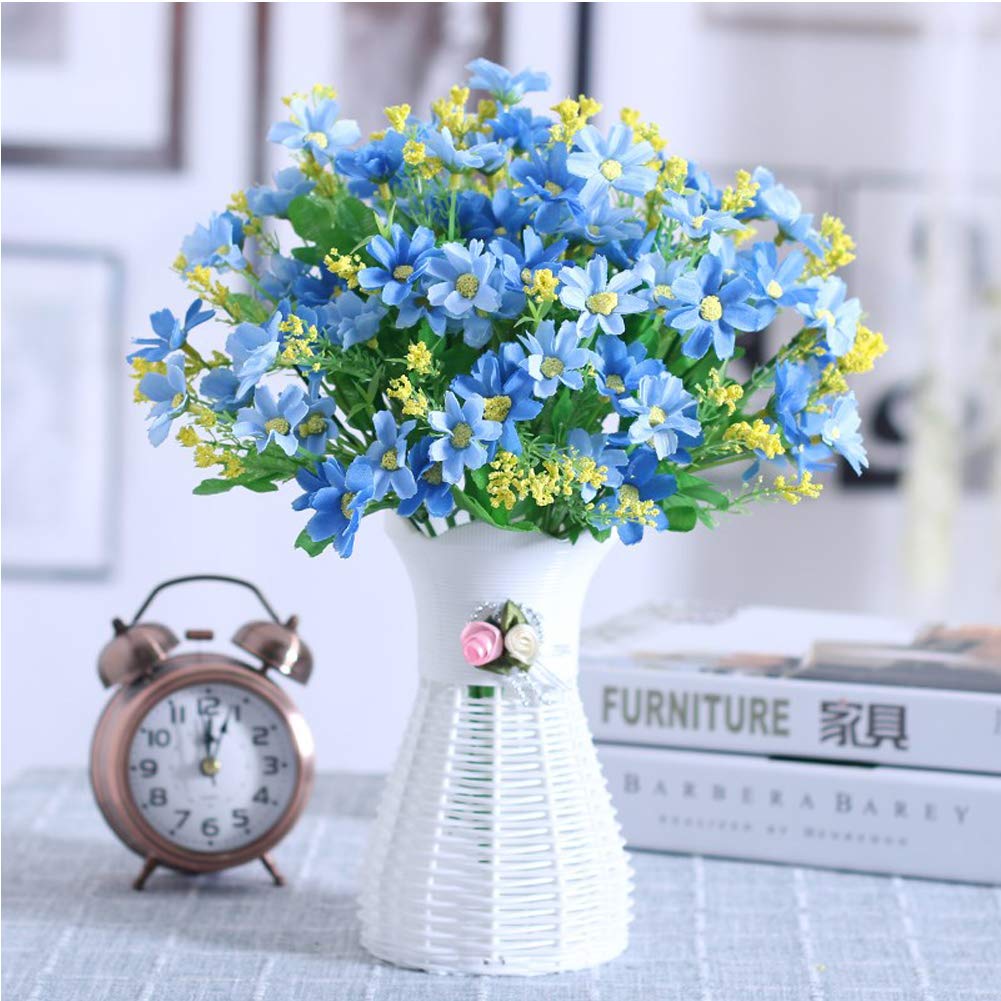 EQLEF Daisies Artificial Flowers Lifelike Fake Daisy White, Pink, Purple, Yellow, Blue Flower Decorations for Home Garden Wedding Bouquet 5 Bunches