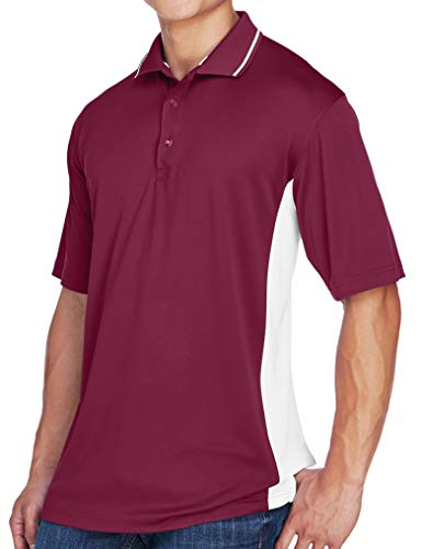 Ford Mustang Shelby Crest Pocket Print Two Tone Polo, Maroon Small