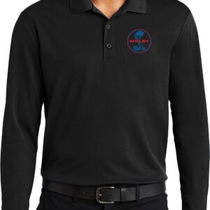 Ford Mustang Shelby Blue and Red Long Sleeve Polo, Black Large