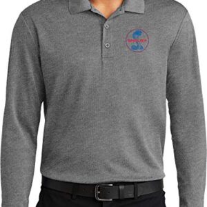 Ford Mustang Shelby Blue and Red Long Sleeve Polo, Grey Medium