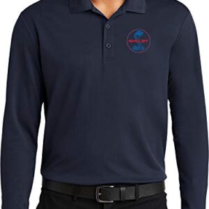 Ford Mustang Shelby Blue and Red Long Sleeve Polo, Navy 2XL