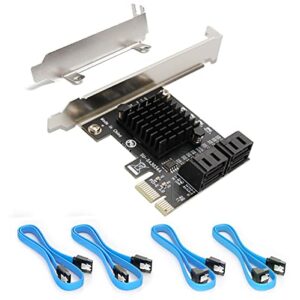 sata card, pcie 3.0, 4 port with 4 sata cable, sata controller expansion card with low profile bracket, non-raid, boot as system disk, support 4 sata 3.0 devices