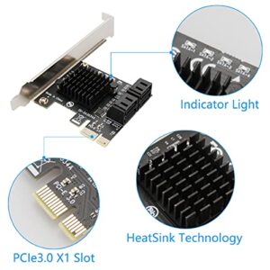 SATA Card, PCIE 3.0, 4 Port with 4 SATA Cable, SATA Controller Expansion Card with Low Profile Bracket, Non-Raid, Boot as System Disk, Support 4 SATA 3.0 Devices