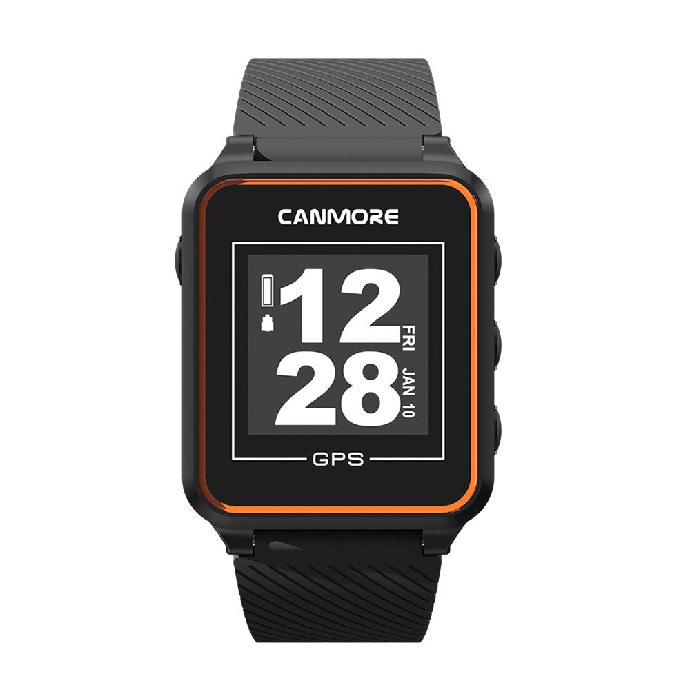 CANMORE TW353 Golf GPS Watch for Men and Women, High Contrast LCD Display, Free Update Over 40,000 Preloaded Courses Worldwide, Lightweight Essential Golf Accessory for Golfers, Black/Orange