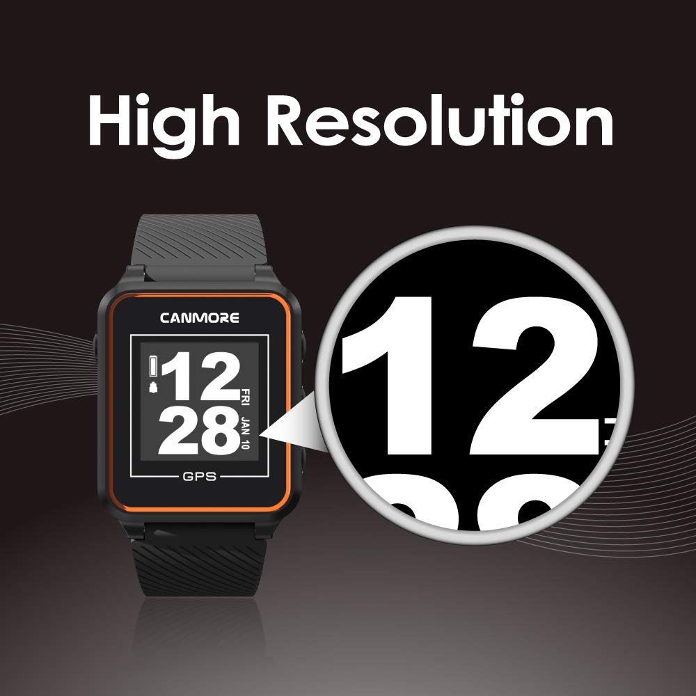 CANMORE TW353 Golf GPS Watch for Men and Women, High Contrast LCD Display, Free Update Over 40,000 Preloaded Courses Worldwide, Lightweight Essential Golf Accessory for Golfers, Black/Orange