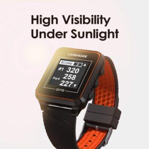 CANMORE TW353 Golf GPS Watch for Men and Women, High Contrast LCD Display, Free Update Over 40,000 Preloaded Courses Worldwide, Lightweight Essential Golf Accessory for Golfers, Black/Orange