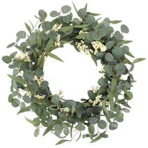 cewor artificial eucalyptus wreath for front door 20in, spring summer green leaf wreath for farmhouse wall wedding decor window front porch patio garden decoration