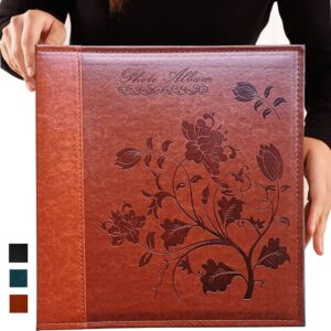 totocan 4x6 photo album 600 pockets, extra large capacity picture album with vintage leather cover, family, baby, wedding album (red brown)